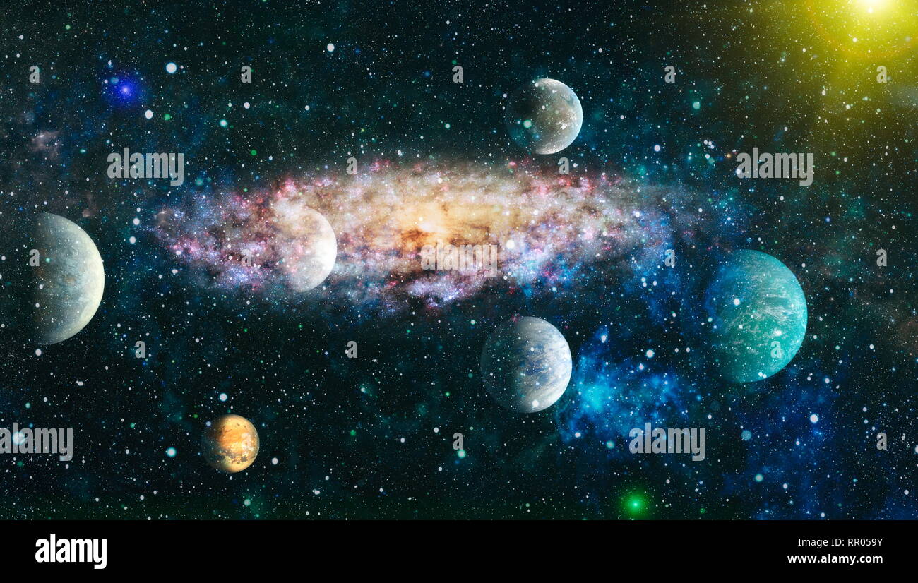 night sky, star in the space. Collage on space, science and education ...