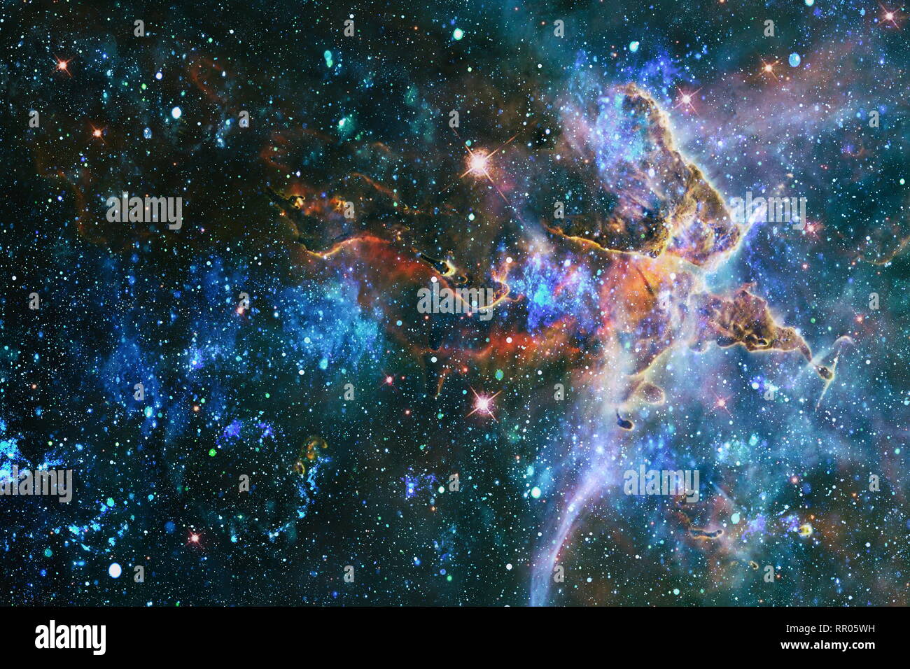 night sky, star in the space. Collage on space, science and education ...