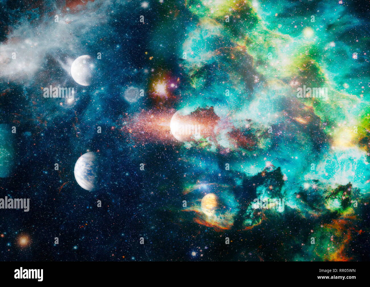 night sky, star in the space. Collage on space, science and education ...