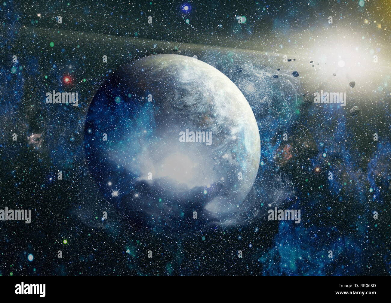 night sky, star in the space. Collage on space, science and education ...