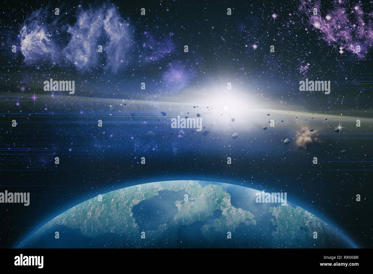 night sky, star in the space. Collage on space, science and education ...
