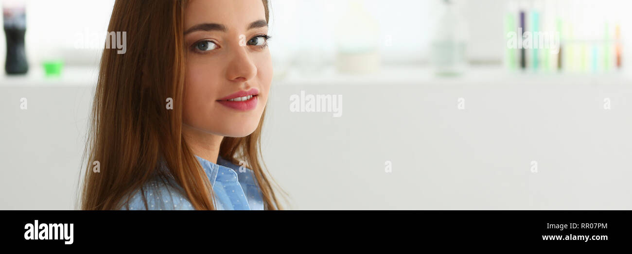 Cute female portrait looking in camera Stock Photo - Alamy