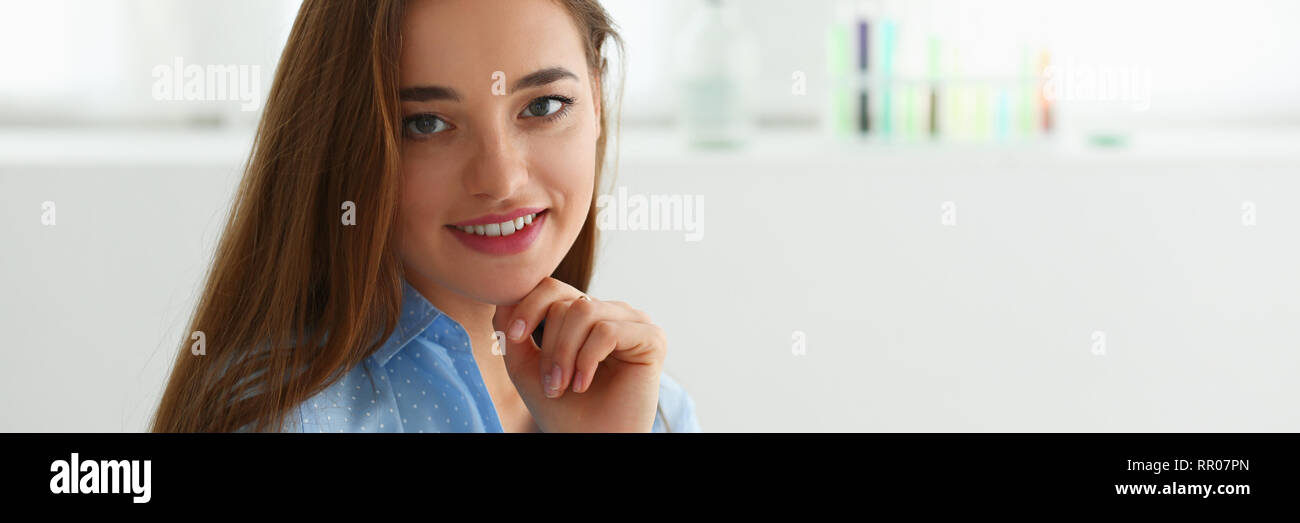 Cute female portrait looking in camera Stock Photo - Alamy