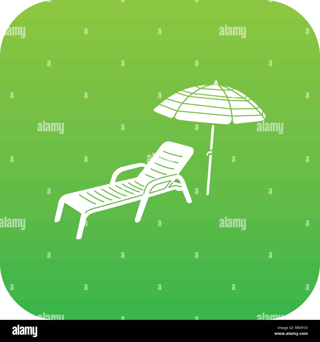 Sun lounger and parasol icon green vector Stock Vector Image & Art - Alamy