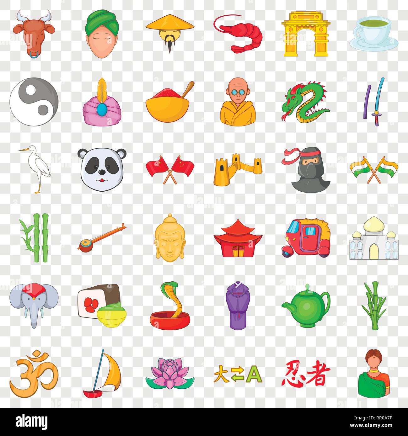 Asian culture icons set, cartoon style Stock Vector Image & Art - Alamy