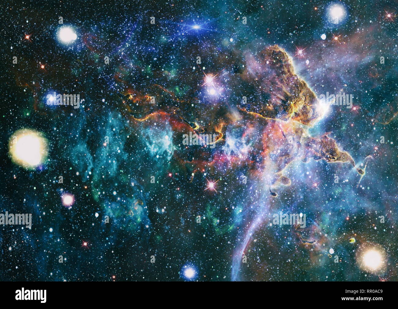 The explosion supernova. Bright Star Nebula. Distant galaxy. New Year ...