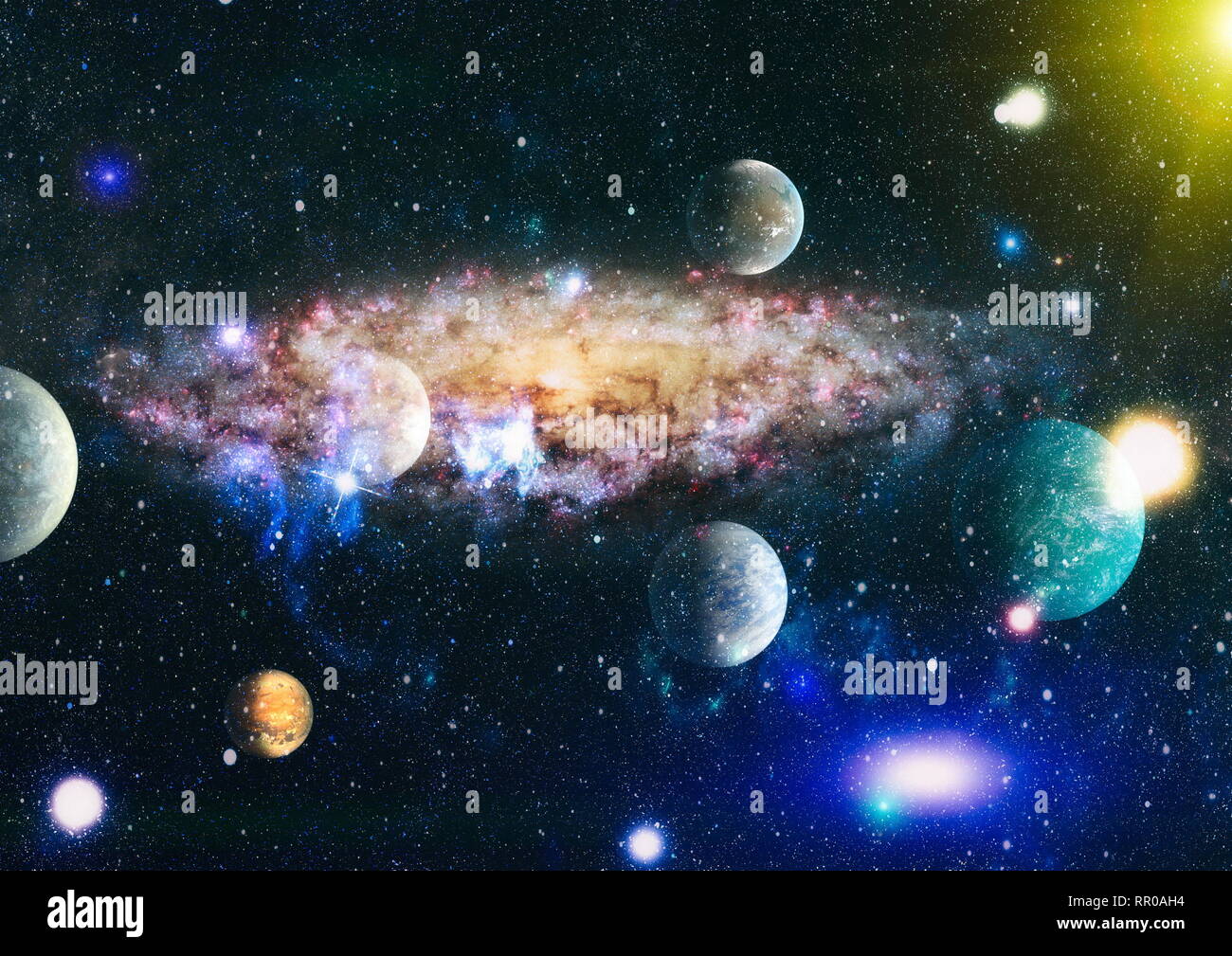 The explosion supernova. Bright Star Nebula. Distant galaxy. New Year ...