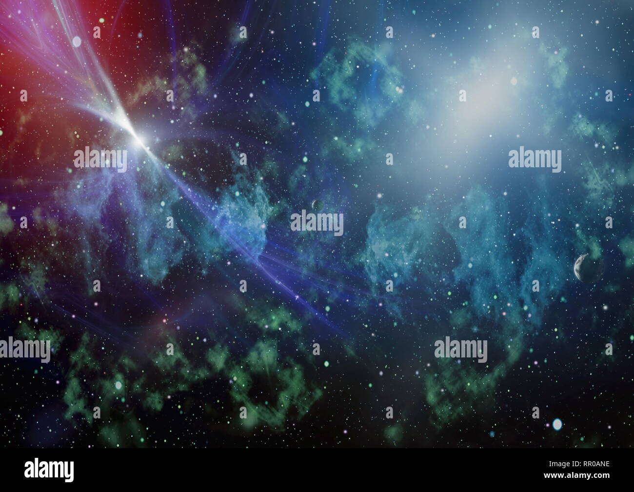 The explosion supernova. Bright Star Nebula. Distant galaxy. New Year ...