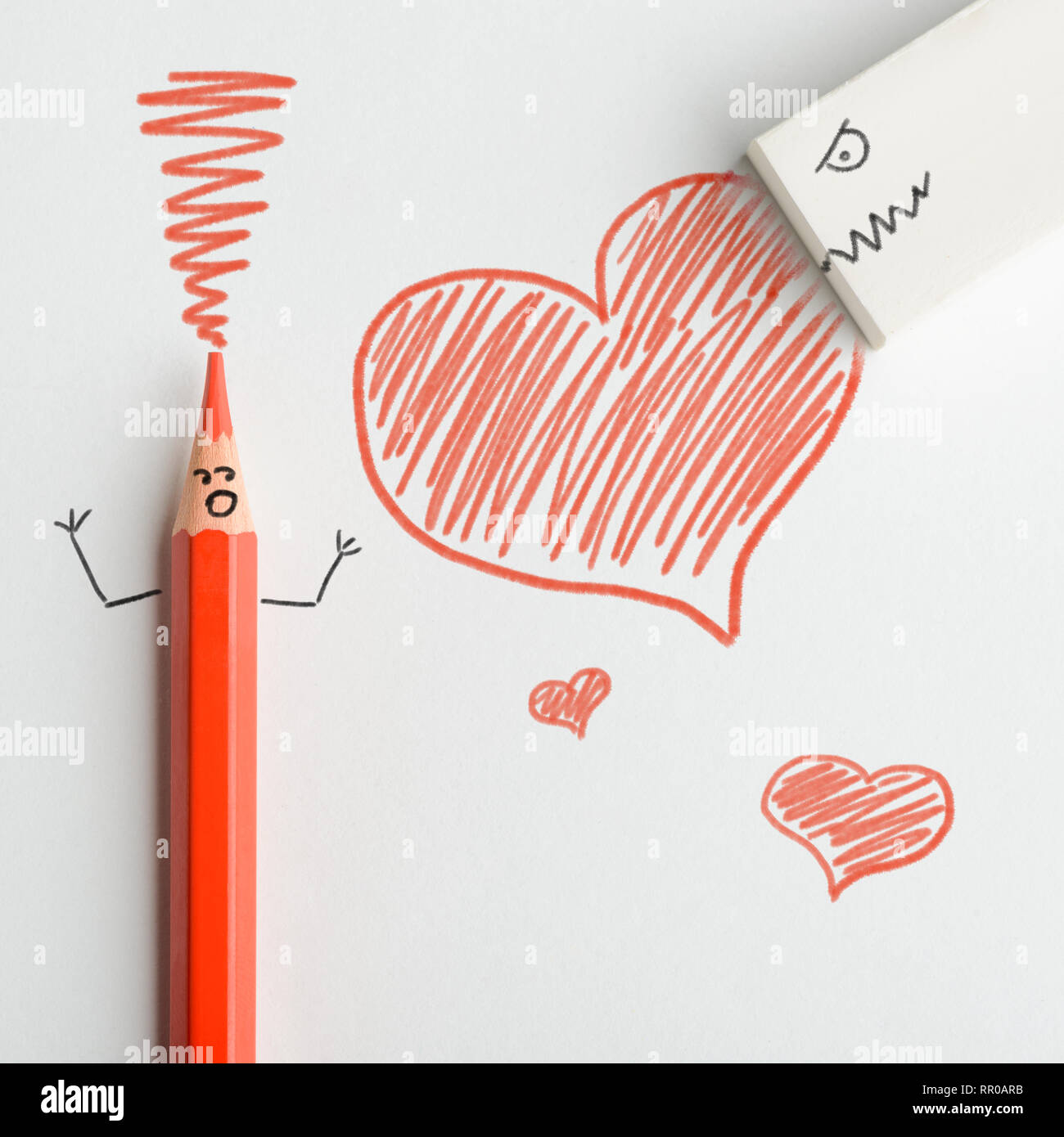 Red pencil and eraser Stock Photo - Alamy