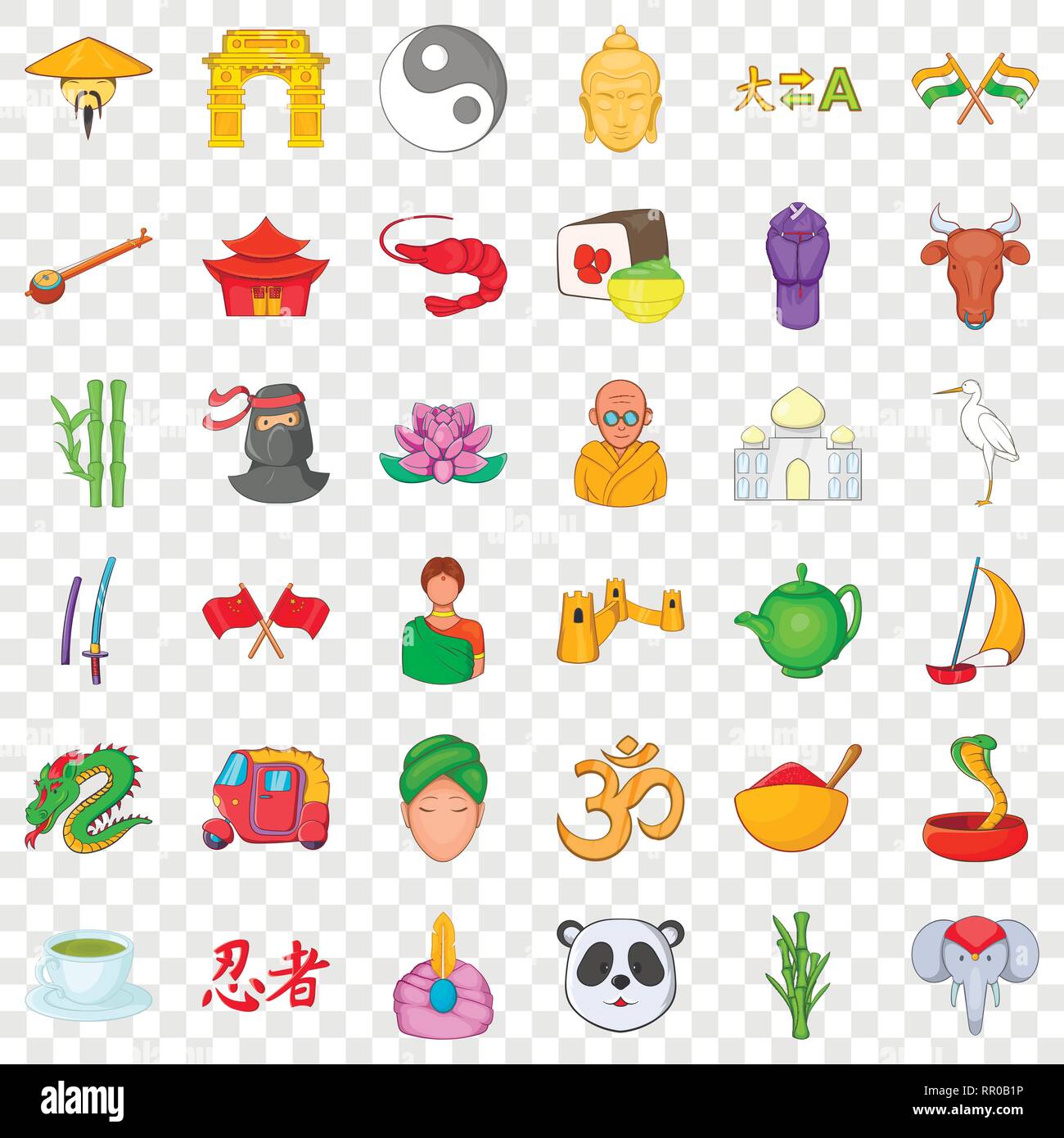 Chinese travel icons set, cartoon style Stock Vector Image & Art - Alamy