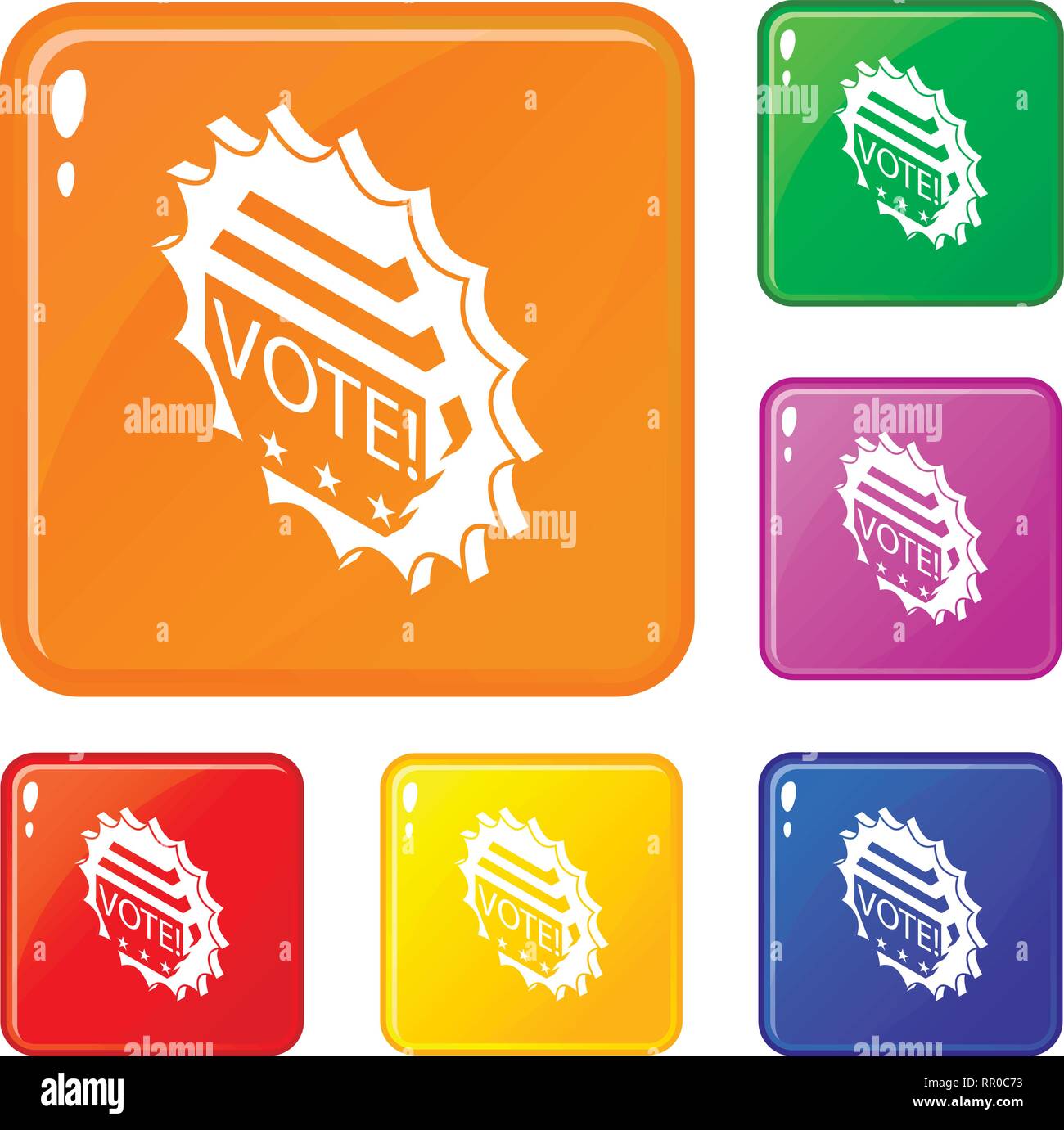 Vote emblem icons set vector color Stock Vector Image & Art - Alamy