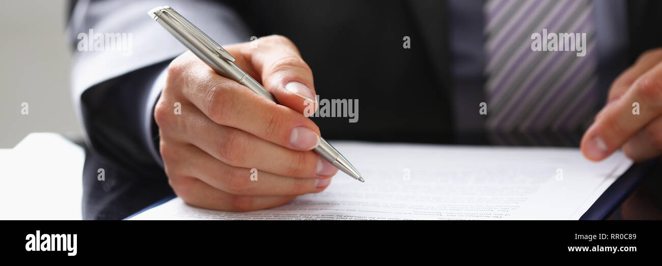 Male arm in suit and tie fill form clipped Stock Photo - Alamy