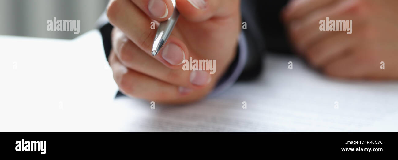 Male arm in suit and tie fill form clipped Stock Photo - Alamy