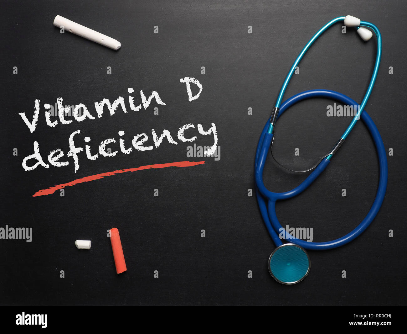Blackboard with the words Vitamin D deficiency and a stethoscope ...