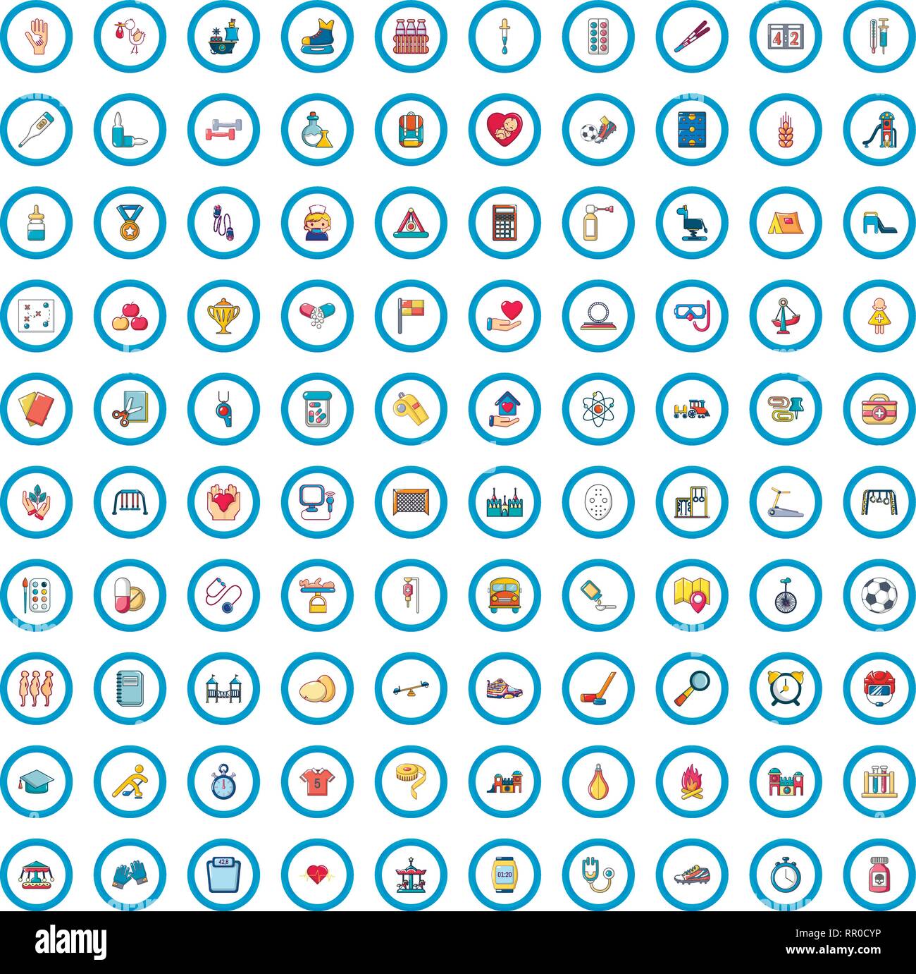 100 child health icons set, cartoon style Stock Vector Image & Art - Alamy