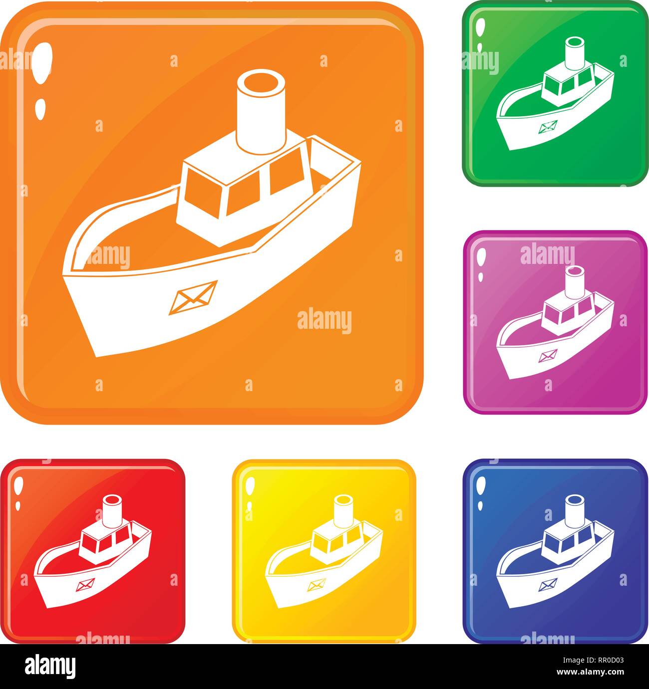 Sea ship delivery icons set vector color Stock Vector Image & Art - Alamy