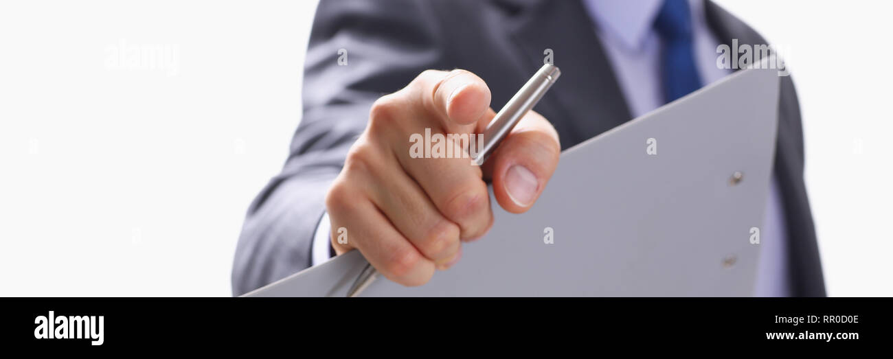 Businessman points a finger at someone who Stock Photo - Alamy