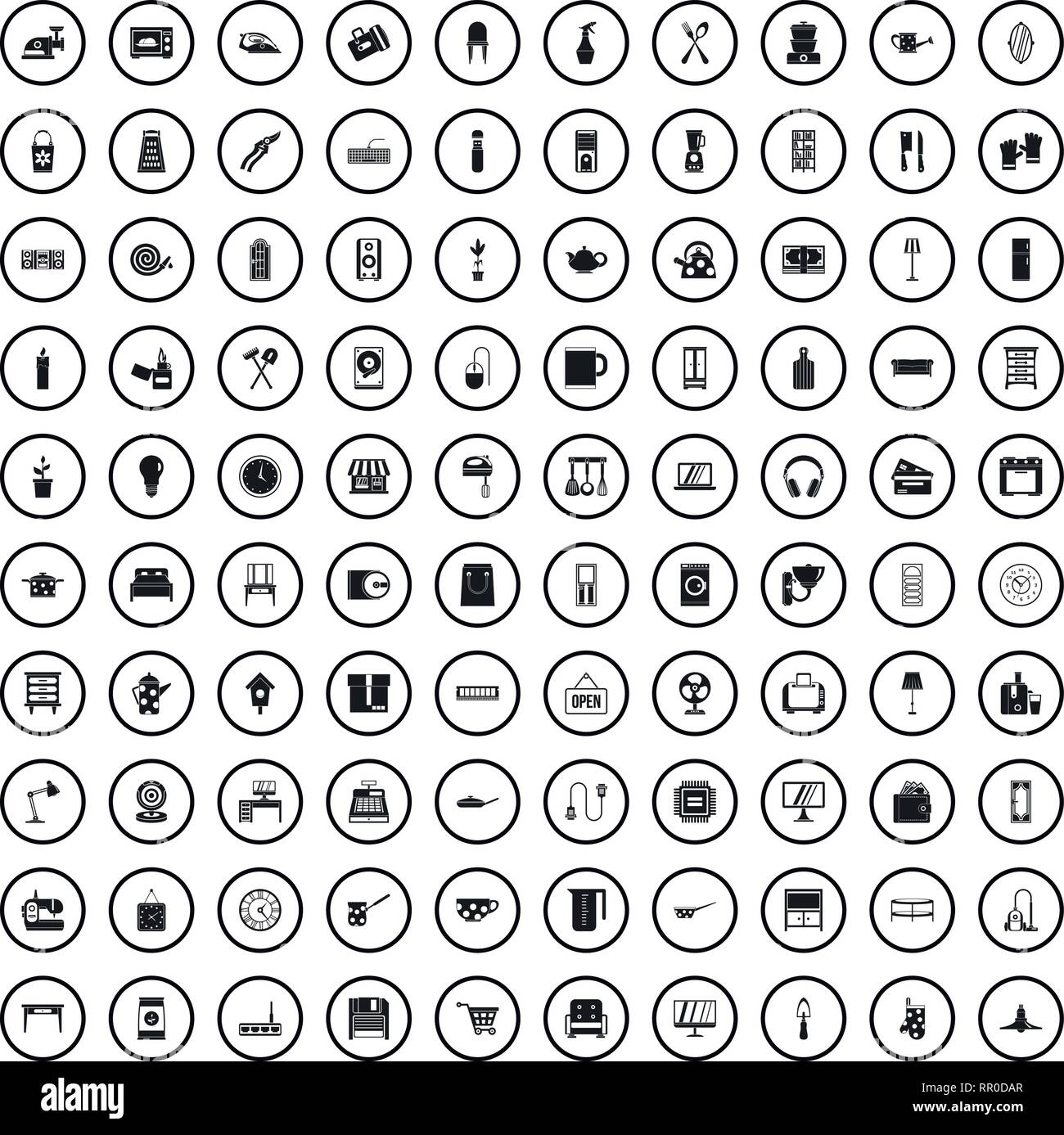 100 household products icons set, simple style Stock Vector Image & Art ...