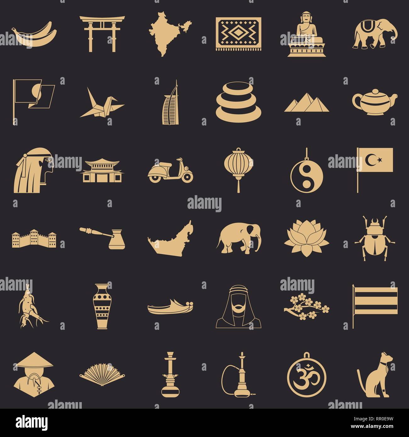 Asian trip icons set, simple style Stock Vector Image & Art - Alamy