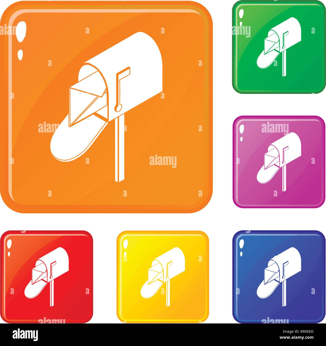 Open house postbox icons set vector color Stock Vector Image & Art - Alamy