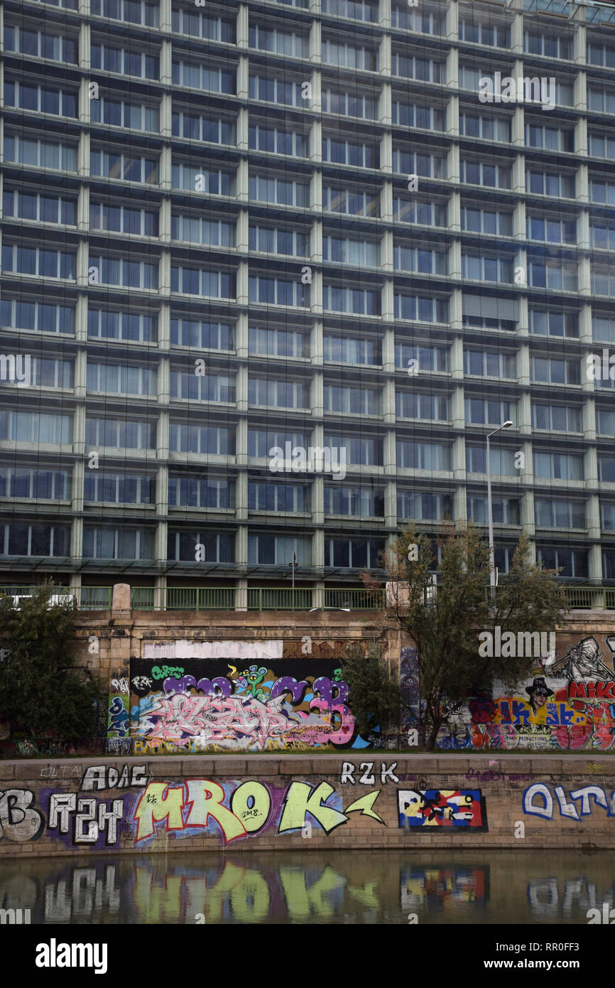 Danube canal graffiti art vienna hi-res stock photography and images ...