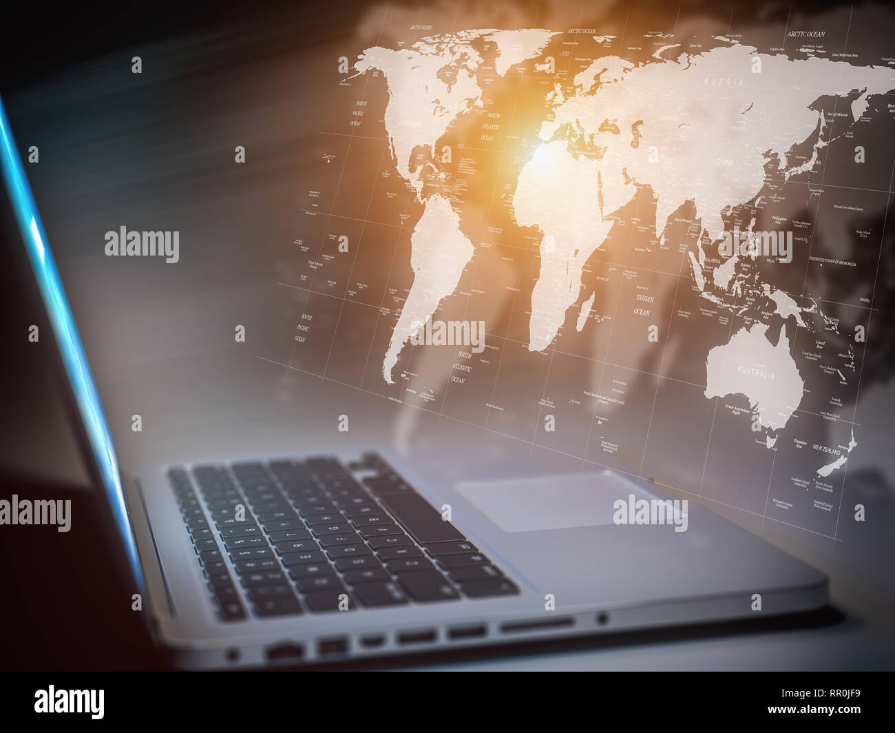 Global comuunication, network connection, computer and internet ...