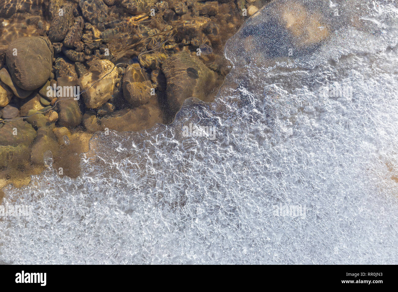 The texture of broken ice on the river Stock Photo - Alamy