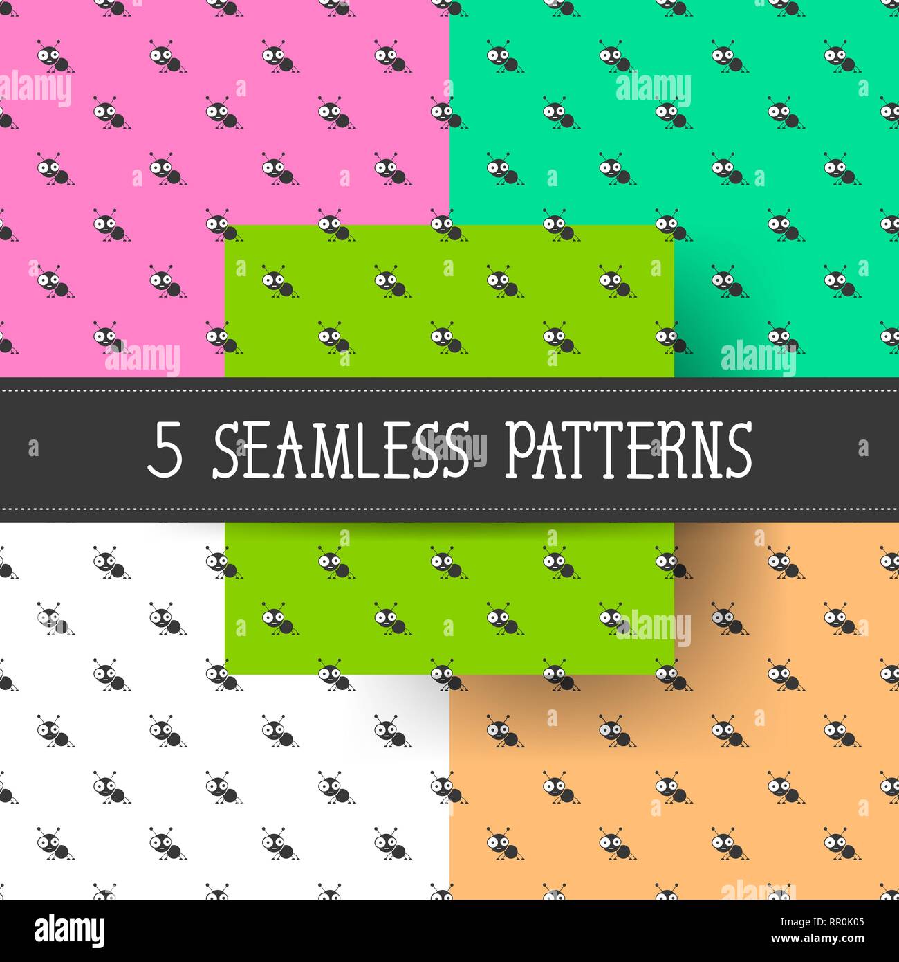 Set Of Five Seamless Patterns For Your Products And Business. Vector ...
