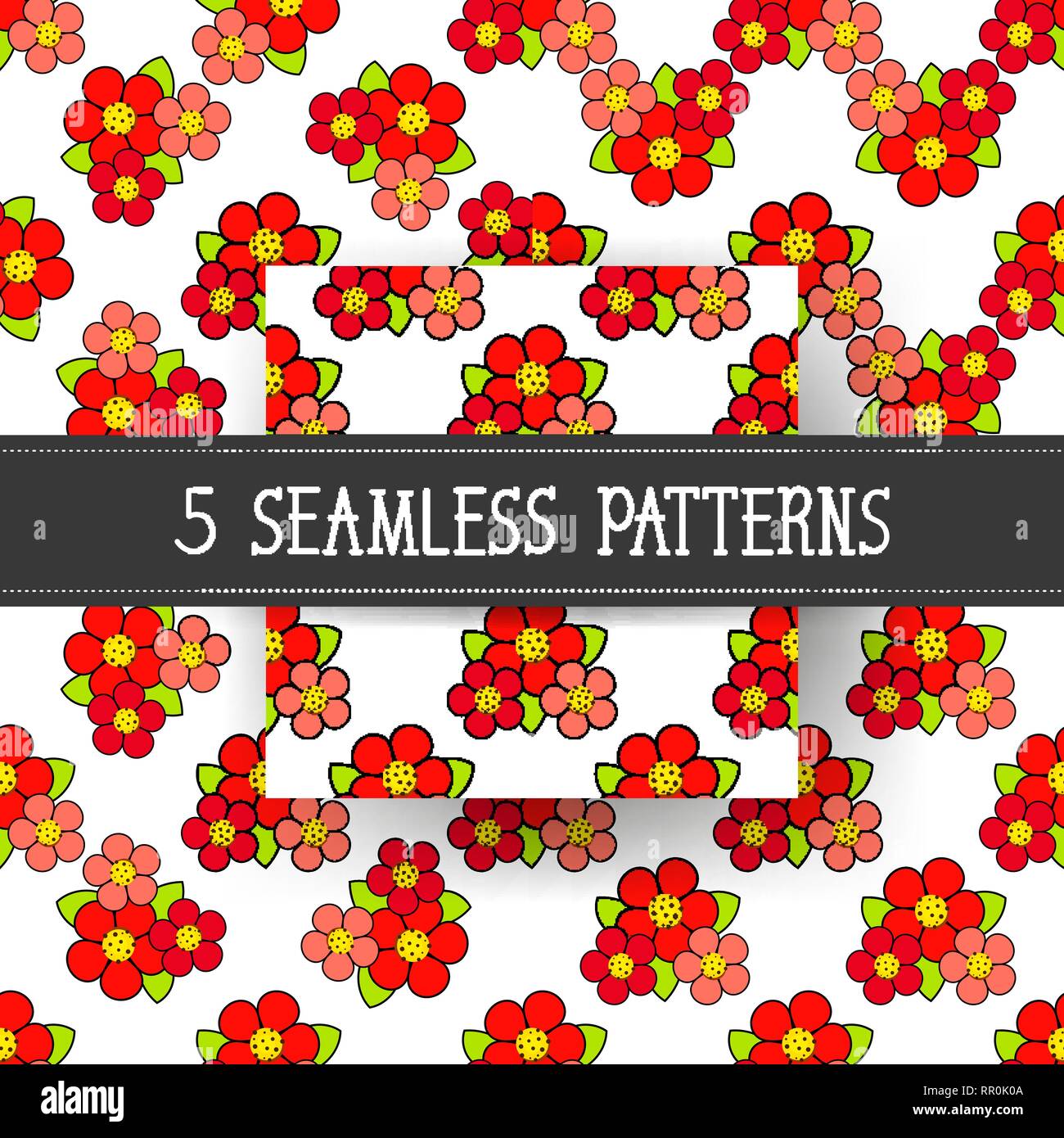 Set Of Five Seamless Patterns For Your Products And Business. Vector ...