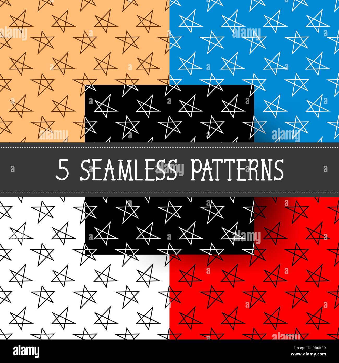 Set Of Five Seamless Patterns For Your Products And Business. Vector ...
