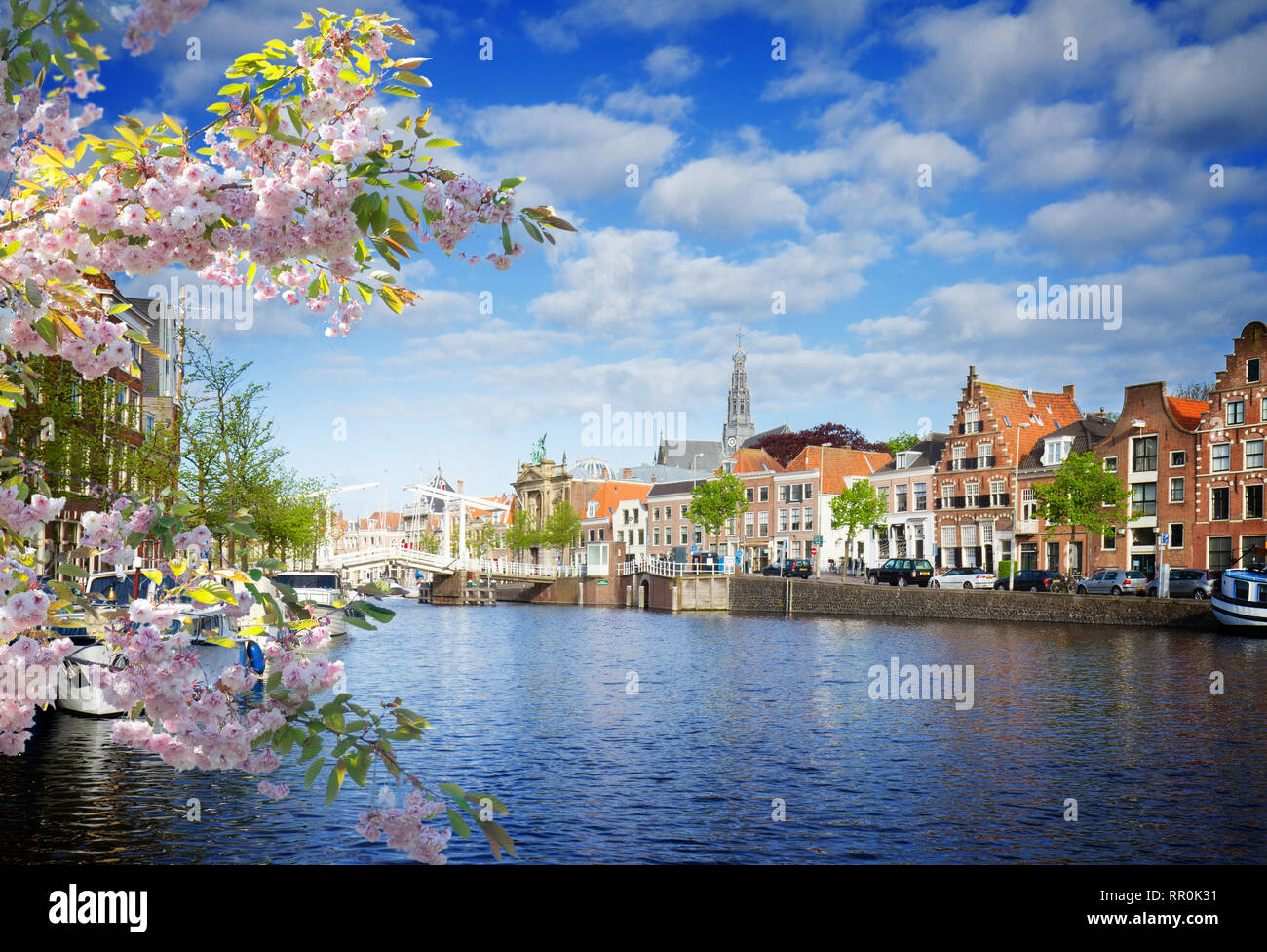 Spaarne river and old Haarlem Stock Photo - Alamy