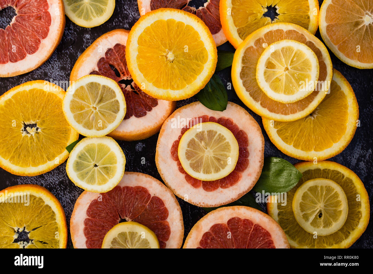 Various citrus fruits- orange- tangerine- grapefruit and lemon Stock ...