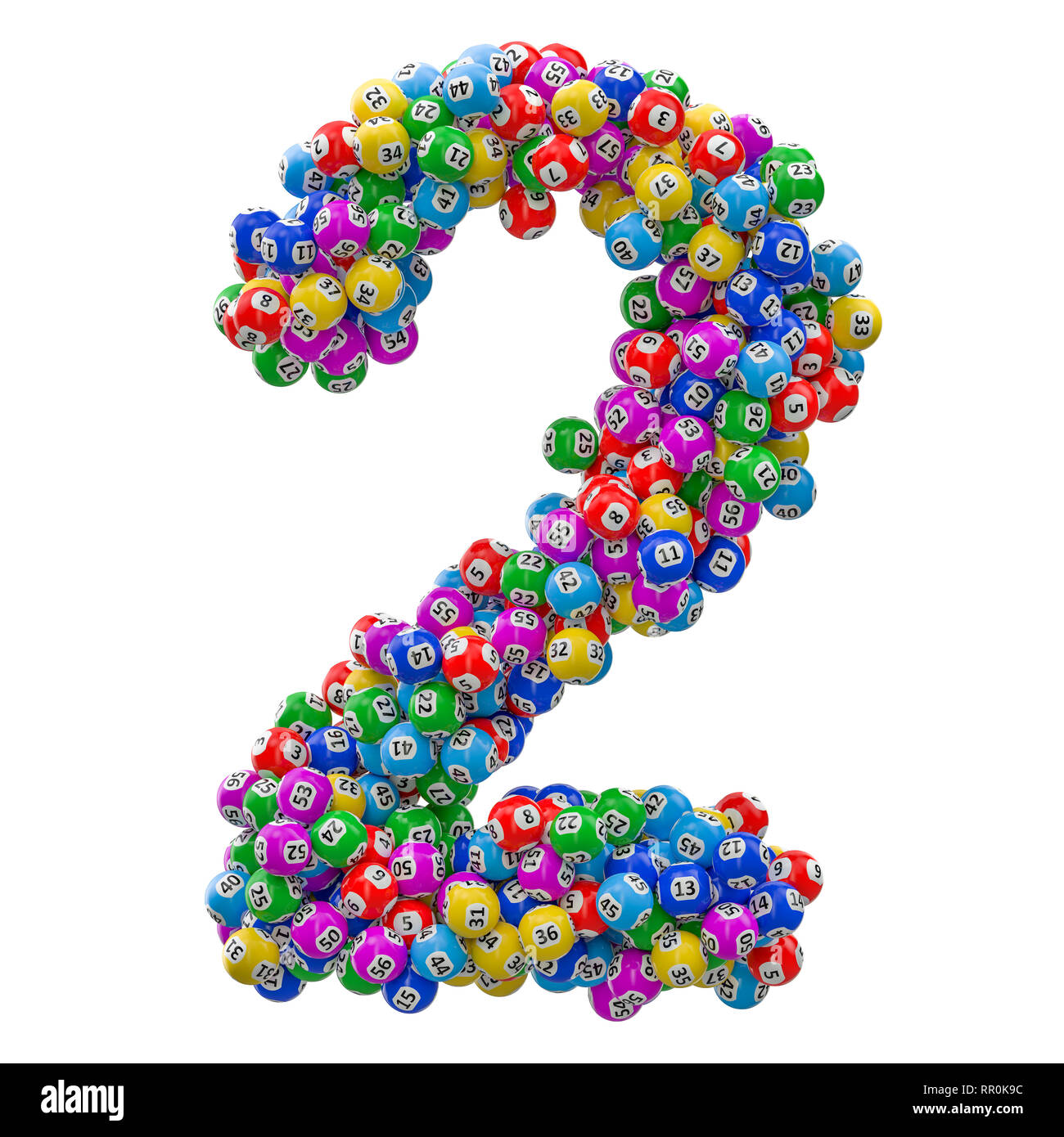 Number 2, from lottery balls, 3D rendering isolated on white background ...