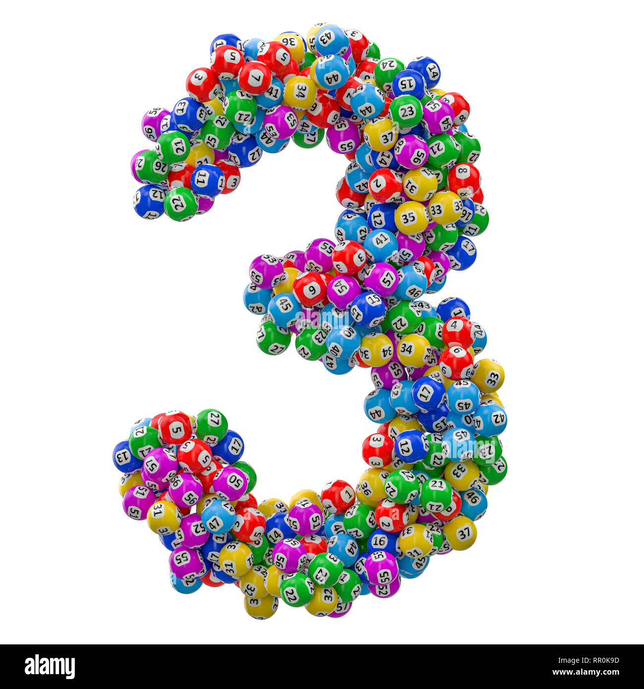Number 3, from lottery balls, 3D rendering isolated on white background ...