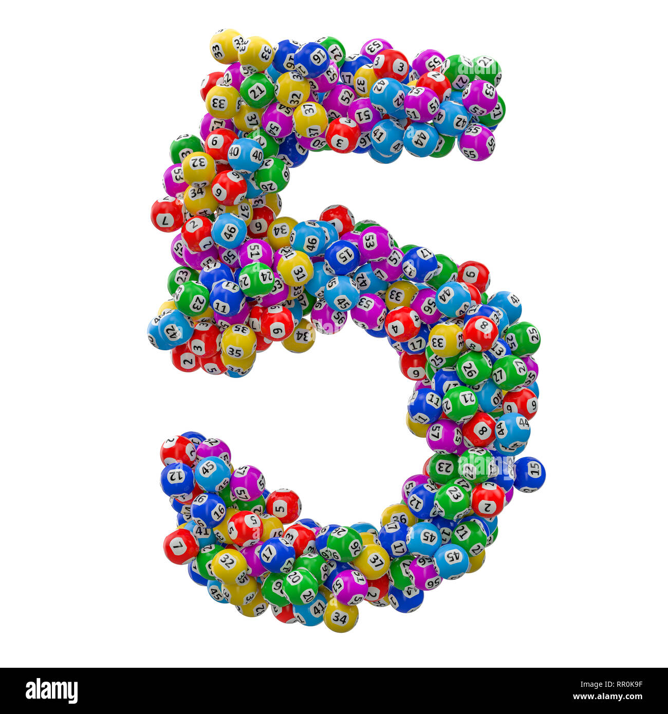 Number 5, from lottery balls, 3D rendering isolated on white background ...