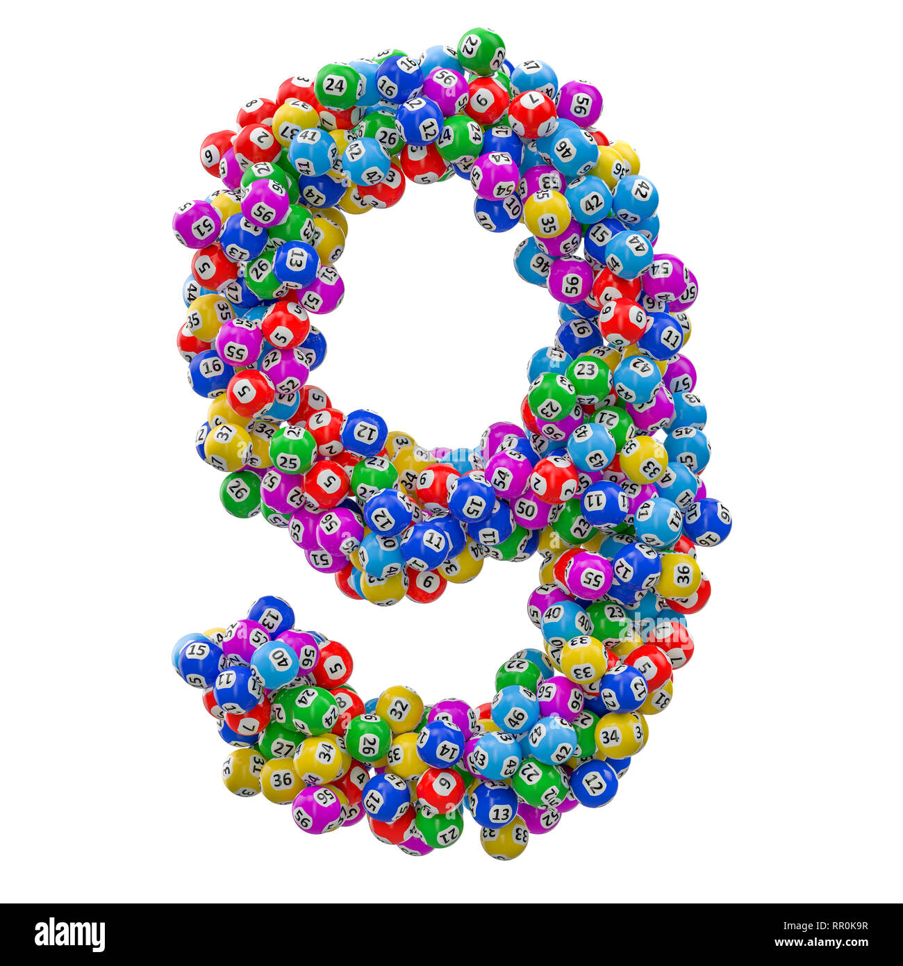 Number 9, from lottery balls, 3D rendering isolated on white background ...