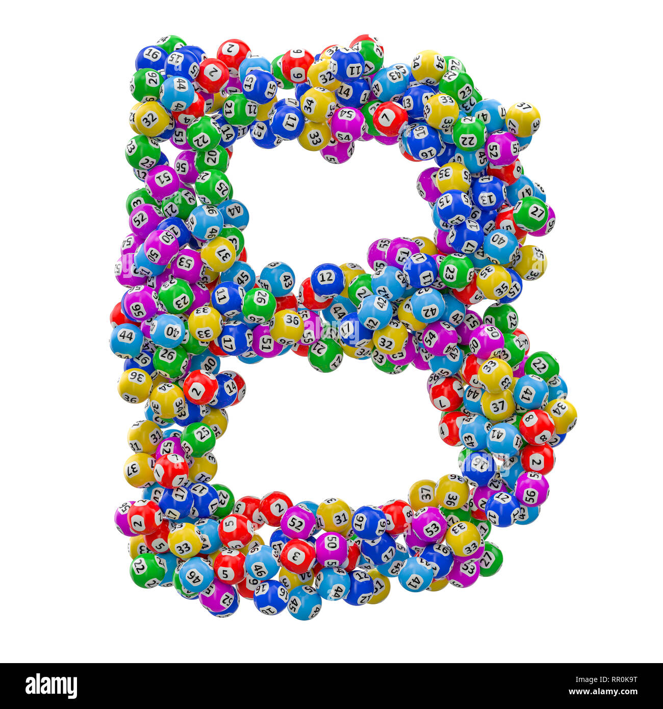 Alphabet letter B, from lottery balls. 3D rendering isolated on white ...