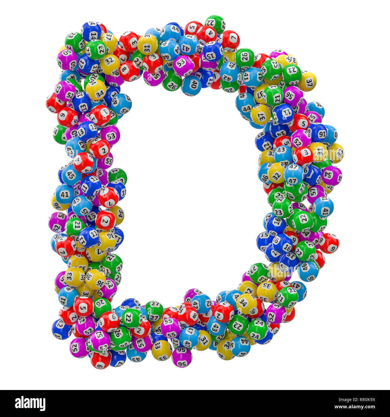 Alphabet letter D, from lottery balls. 3D rendering isolated on white ...