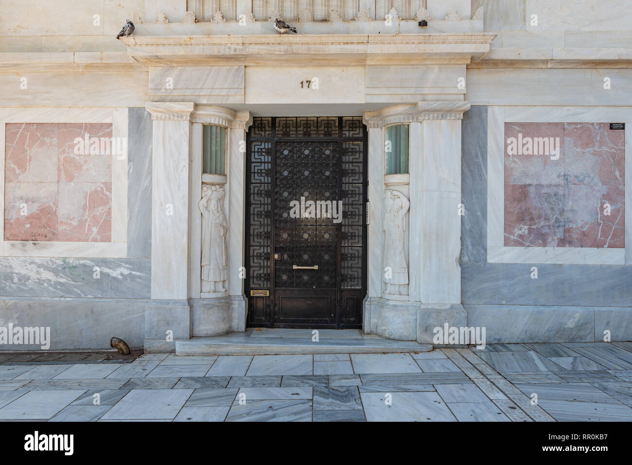ATHENS, GREECE - September 14, 2018: Traditional Greek building with ...