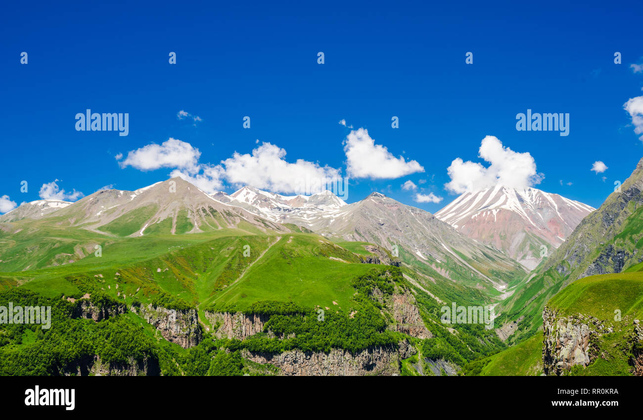 Picturesque view of Mount Kazbek in the Caucasian mountains - Caucasus ...