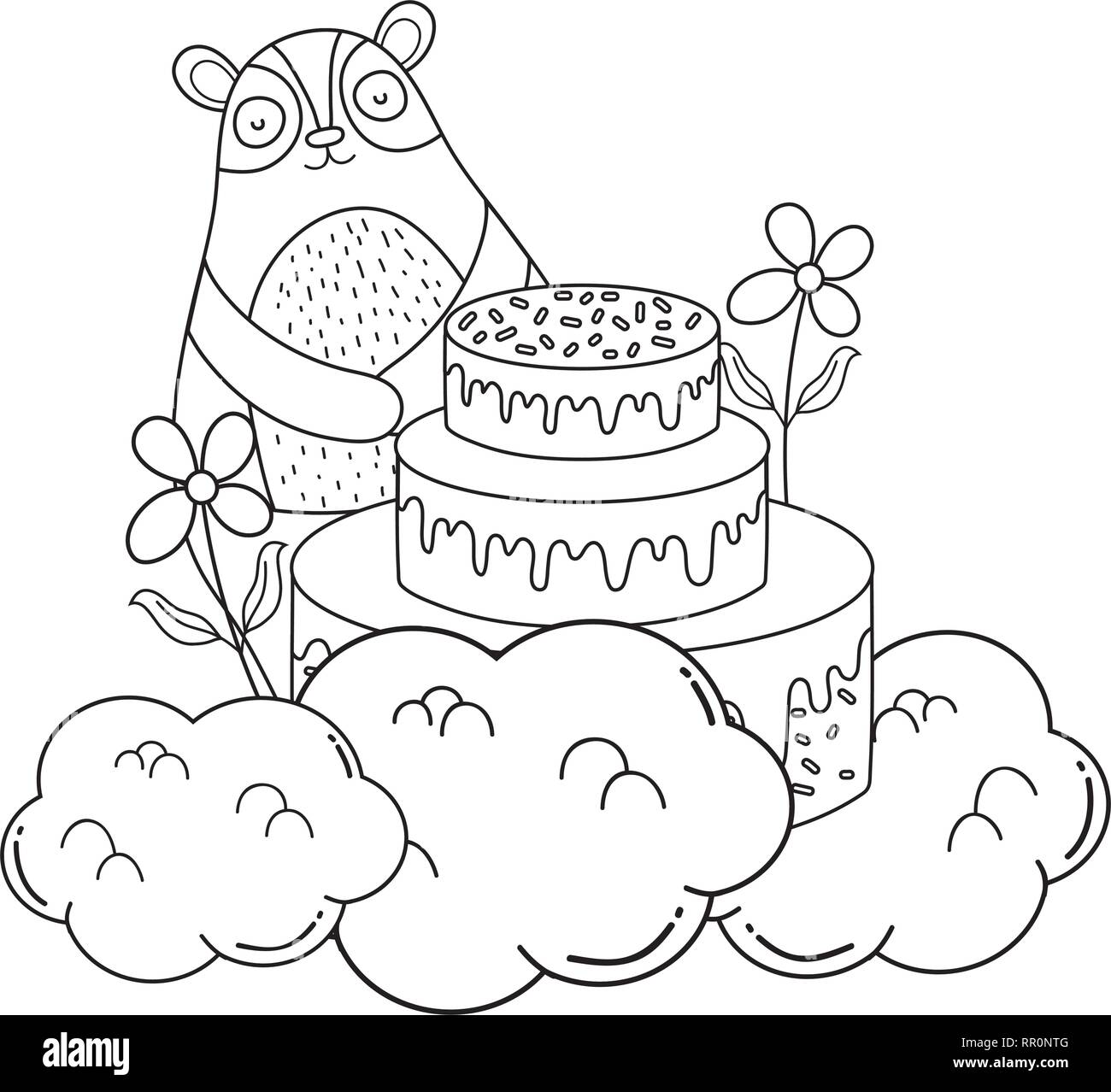 cute bear with sweet cake Stock Vector Image & Art - Alamy