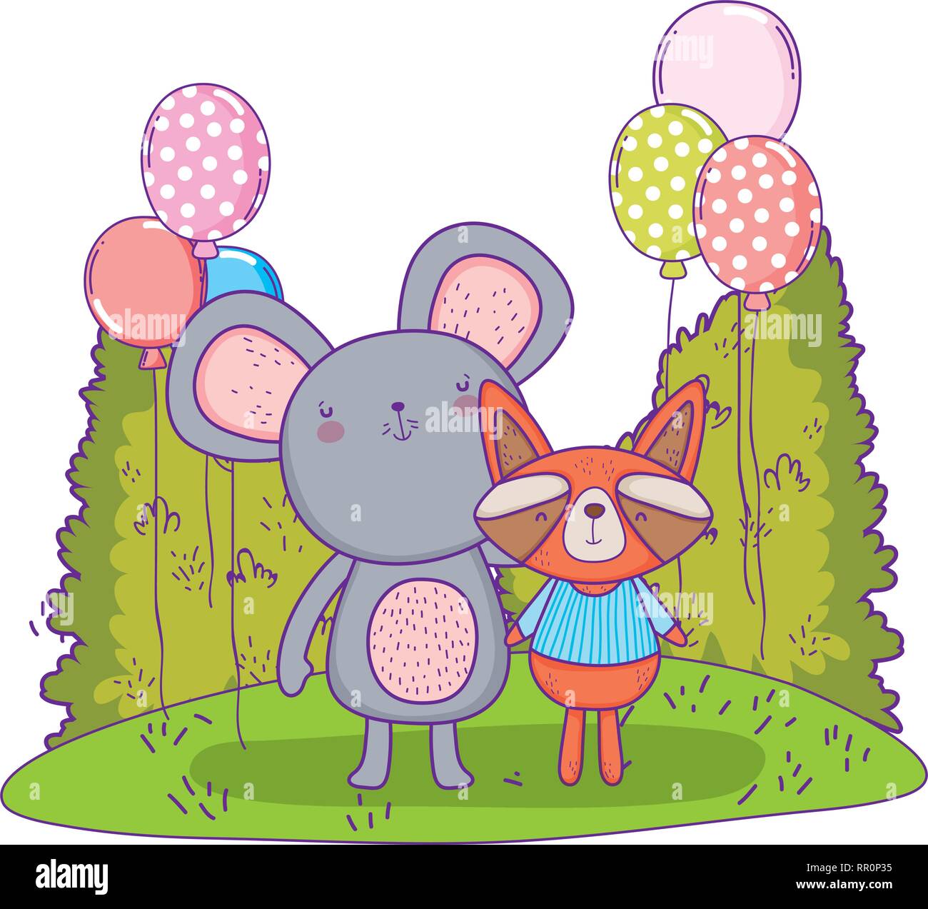 cute and little mouse with raccoon Stock Vector Image & Art - Alamy