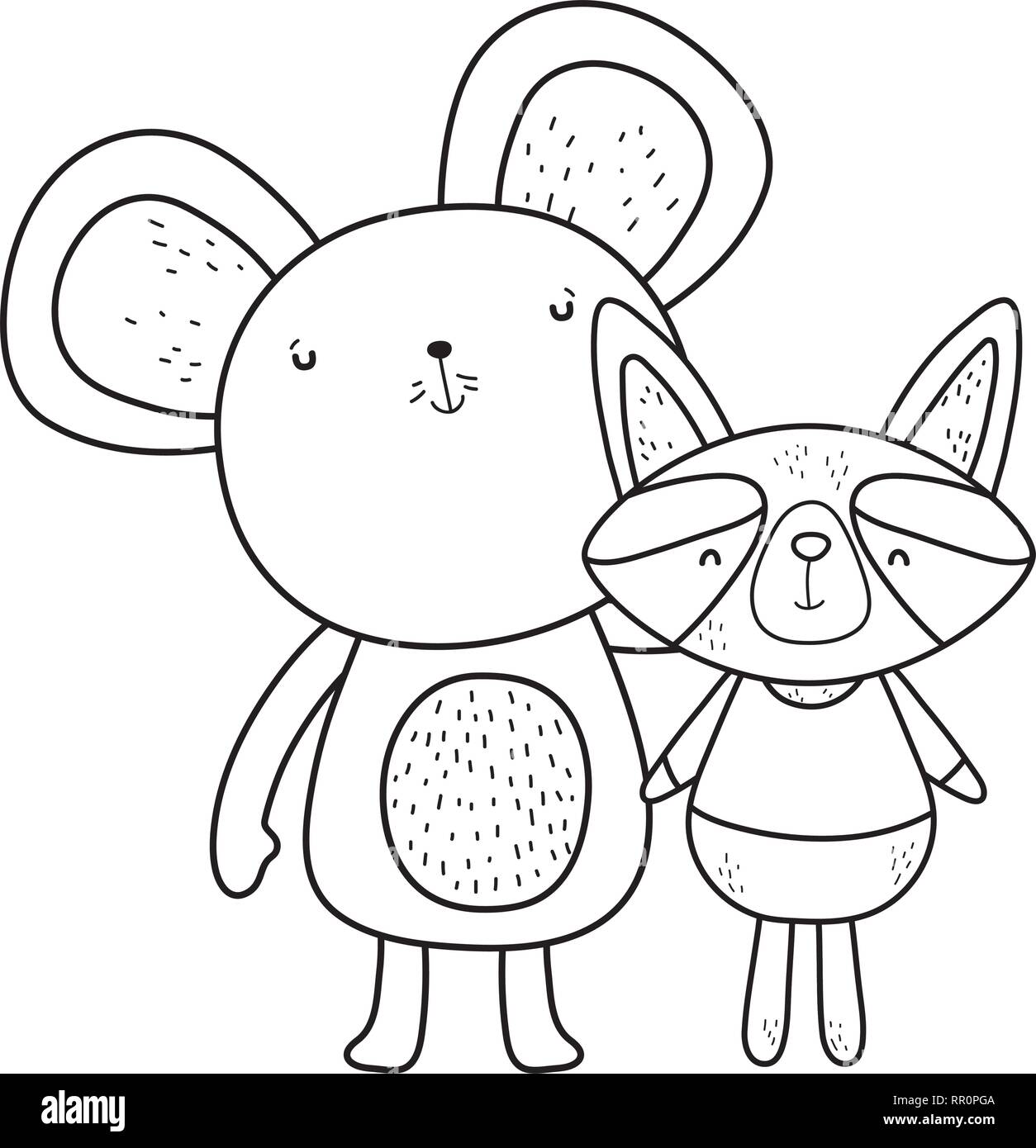cute and little mouse with raccoon Stock Vector Image & Art - Alamy
