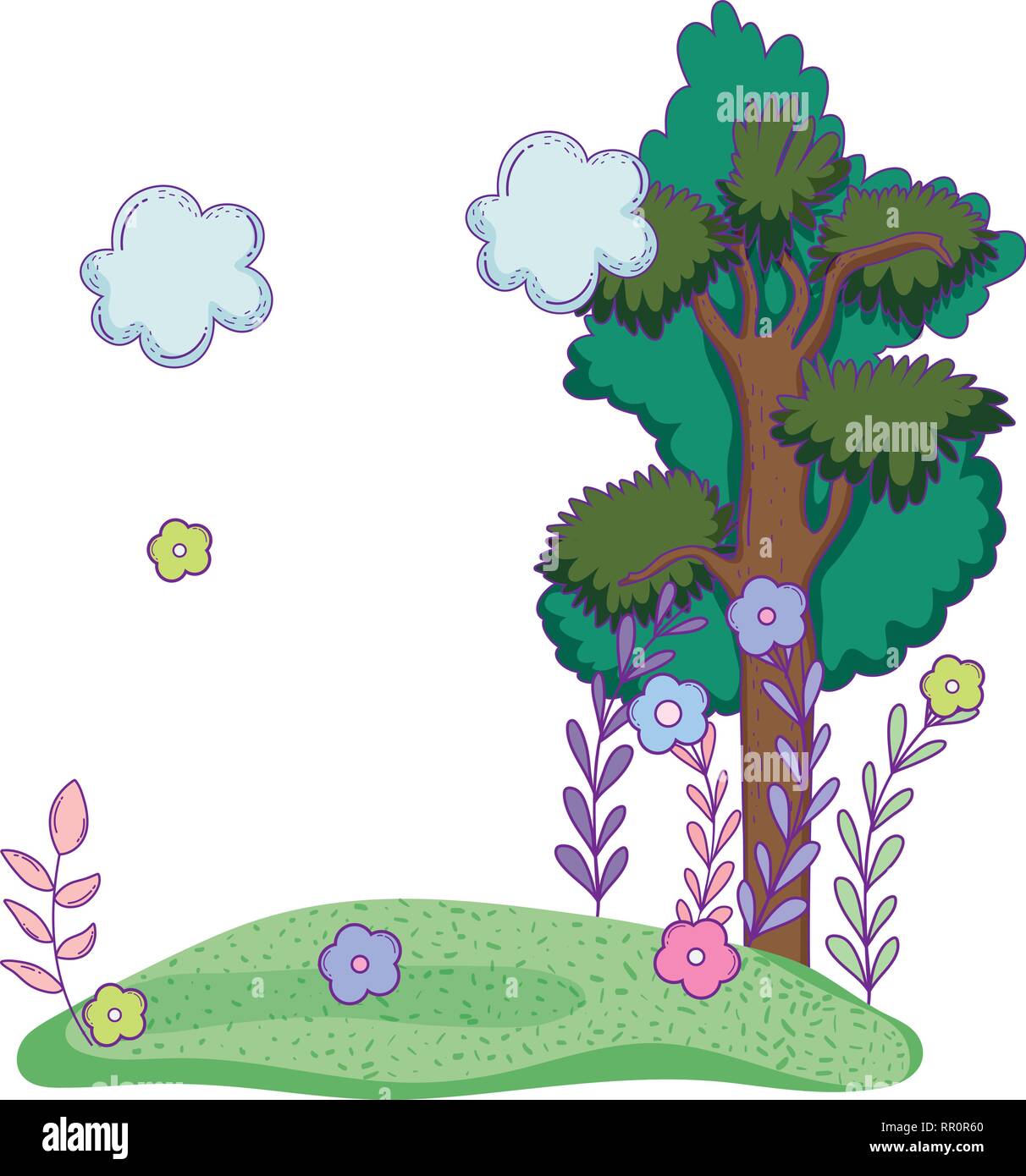 beautiful landscape with tree scene Stock Vector Image & Art - Alamy