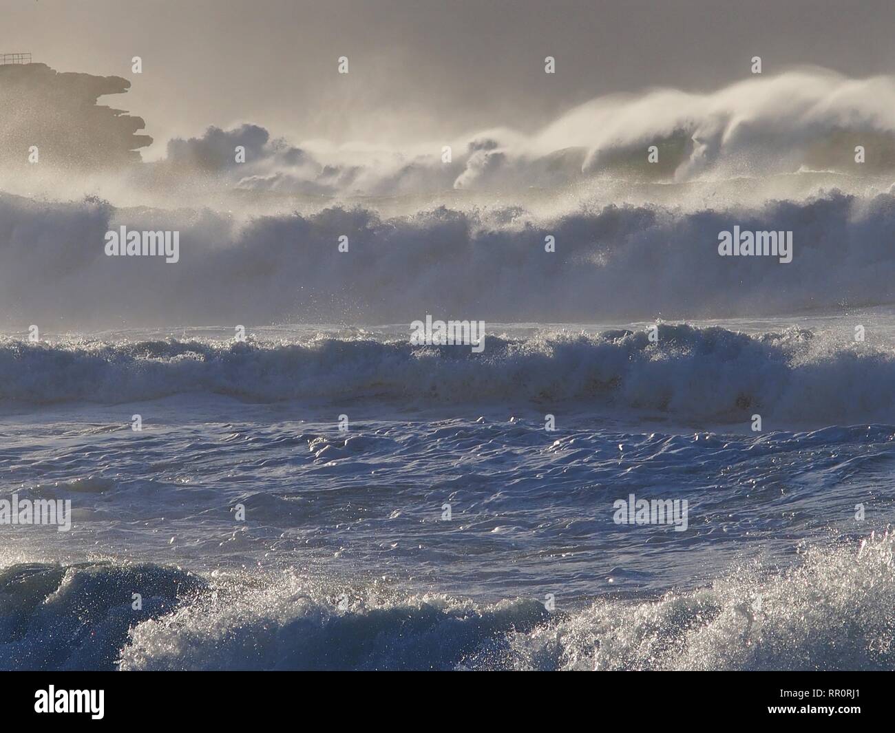 Huge Powerful Waves Dramatically Surging Towards Idyllic Bondi Beach ...