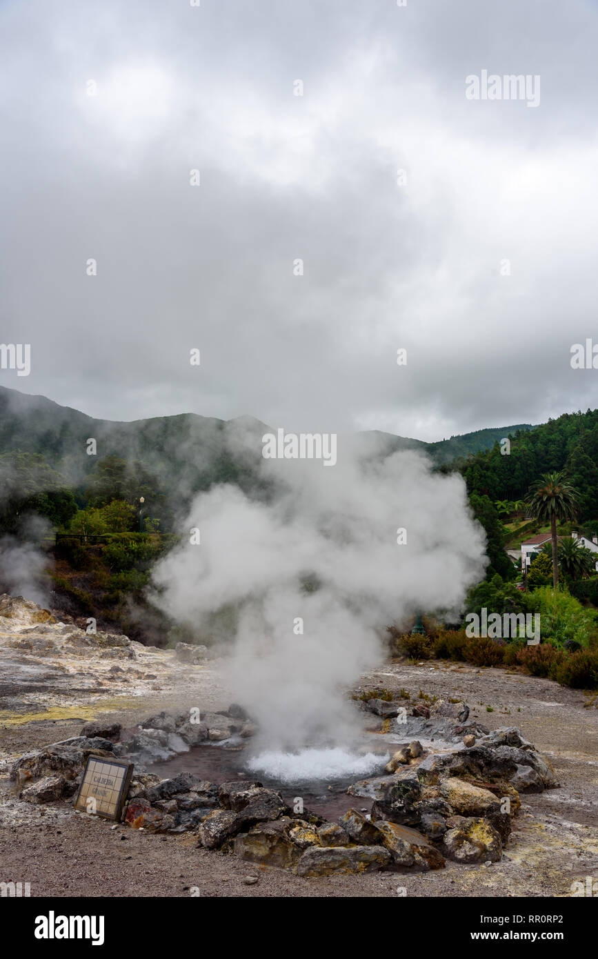 view of the hot water thermal pool in furnas, sao miguel, azores Stock ...