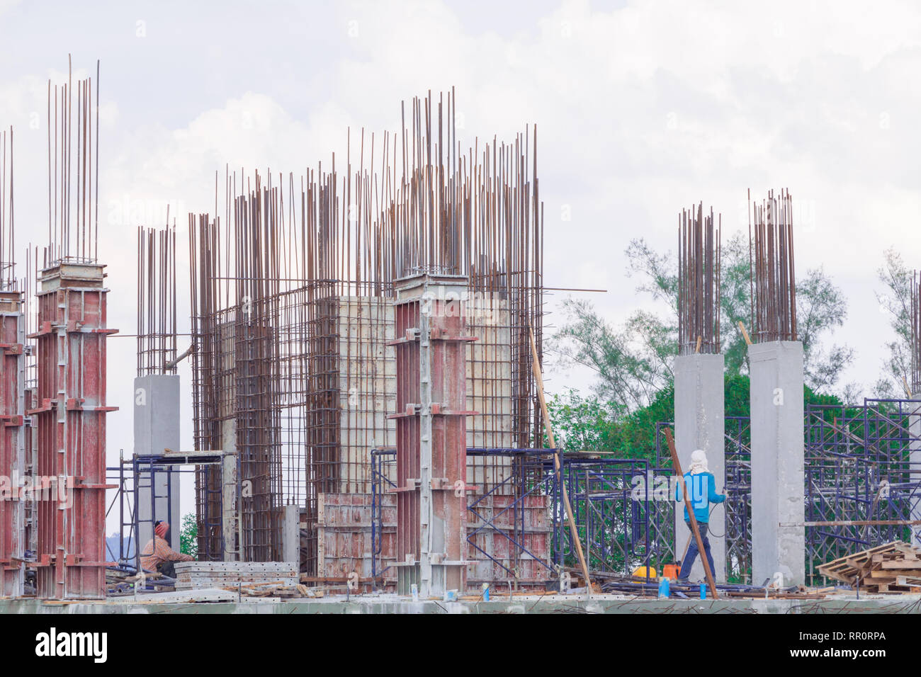 construction work in building site workplace with worker with copy ...