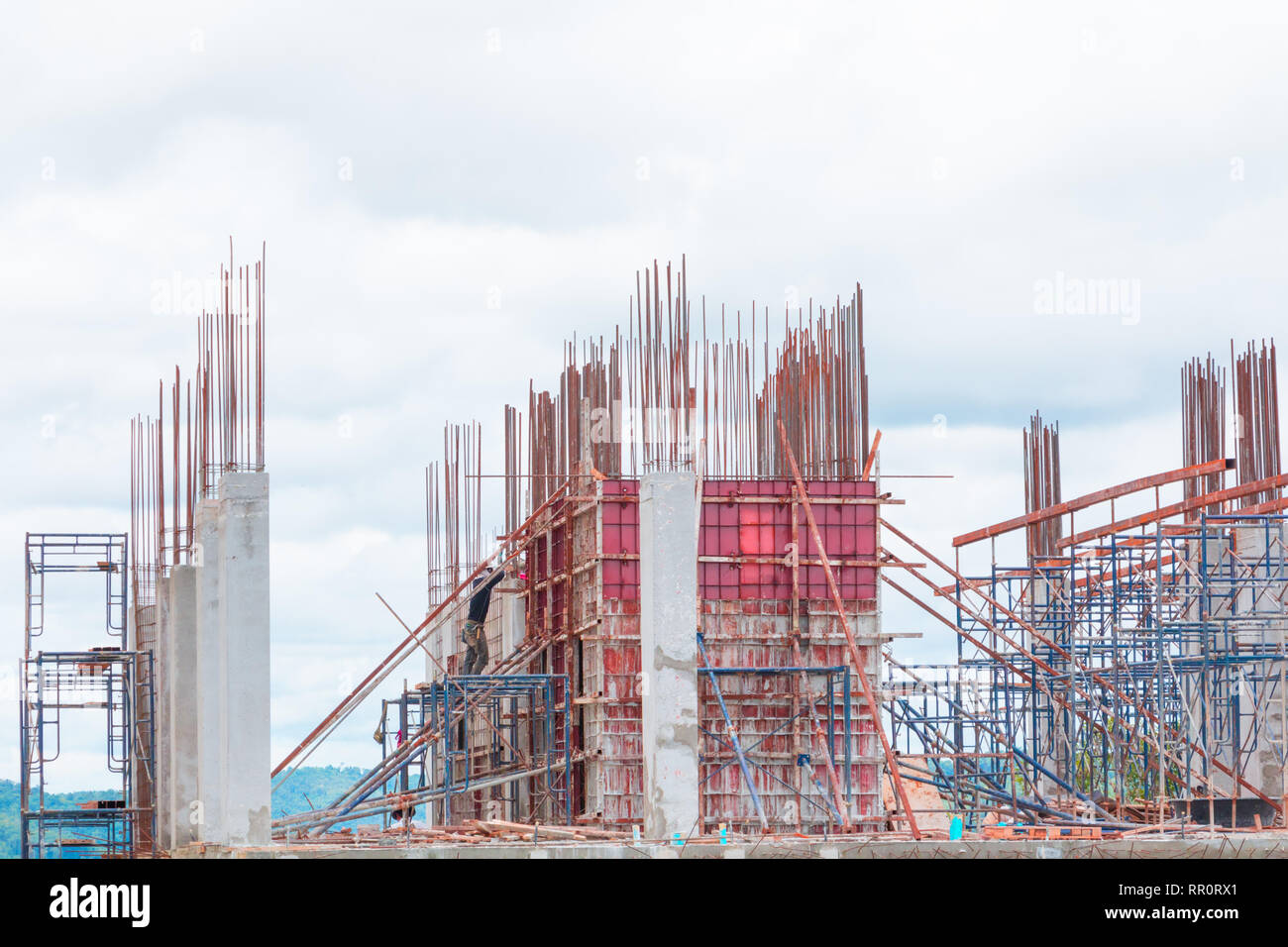 construction workers site and building of housing at laborer work ...