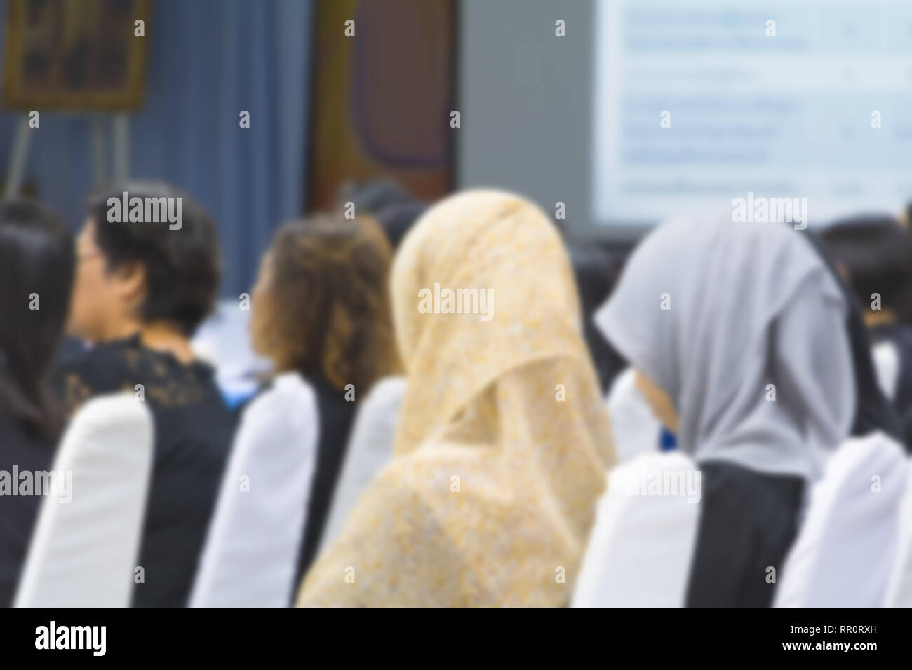 Abstract blur background of Business education training conference in ...