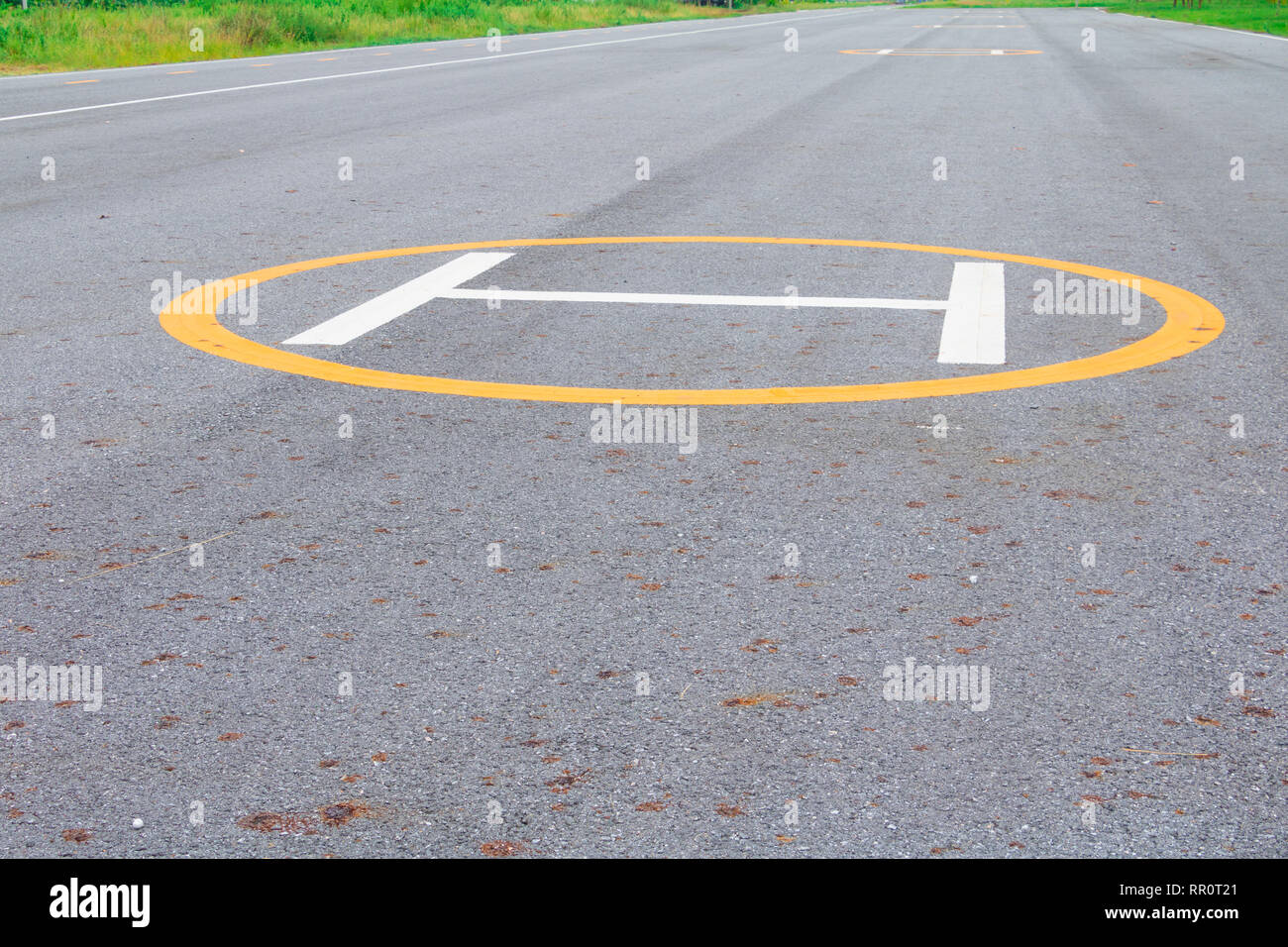 symbol landing pad. helicopter parked mark on the asphalt Stock Photo ...